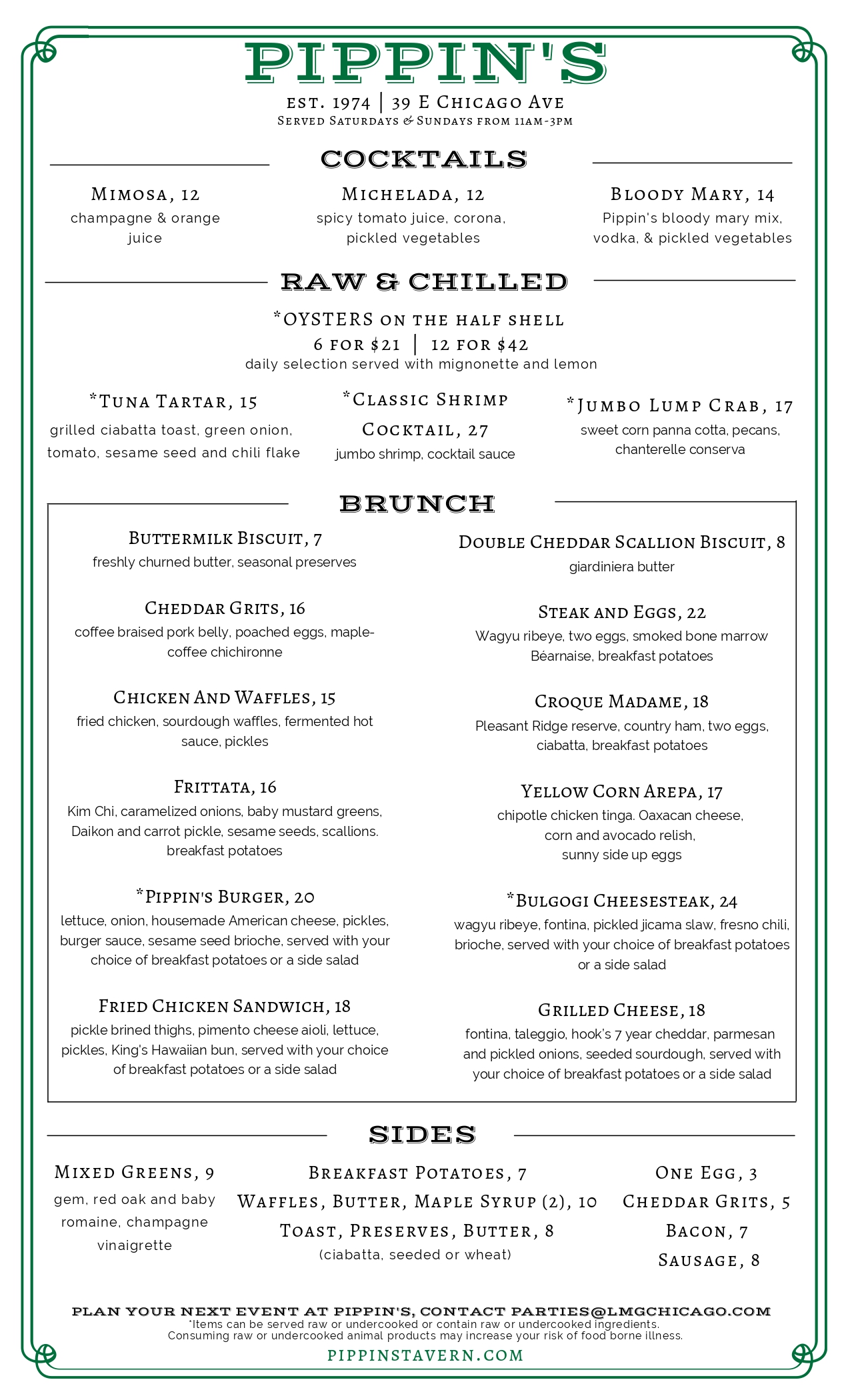 BRUNCH MENU – Pippin's Tavern – Your Chicago Neighborhood Pub