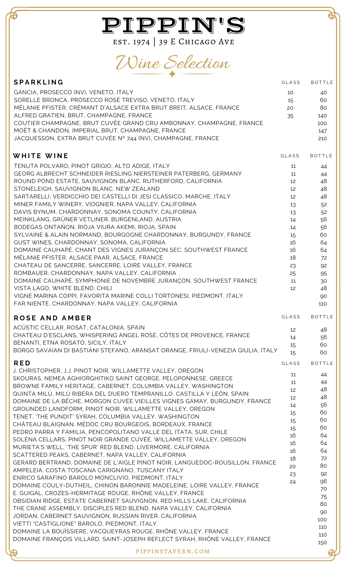 DRINKS MENU – Pippin's Tavern – Your Chicago Neighborhood Pub