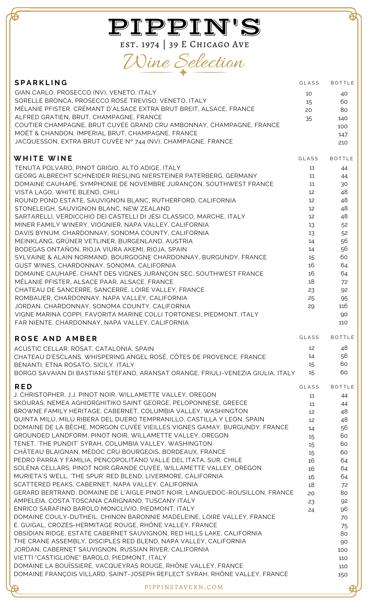 DRINKS MENU – Pippin's Tavern – Your Chicago Neighborhood Pub