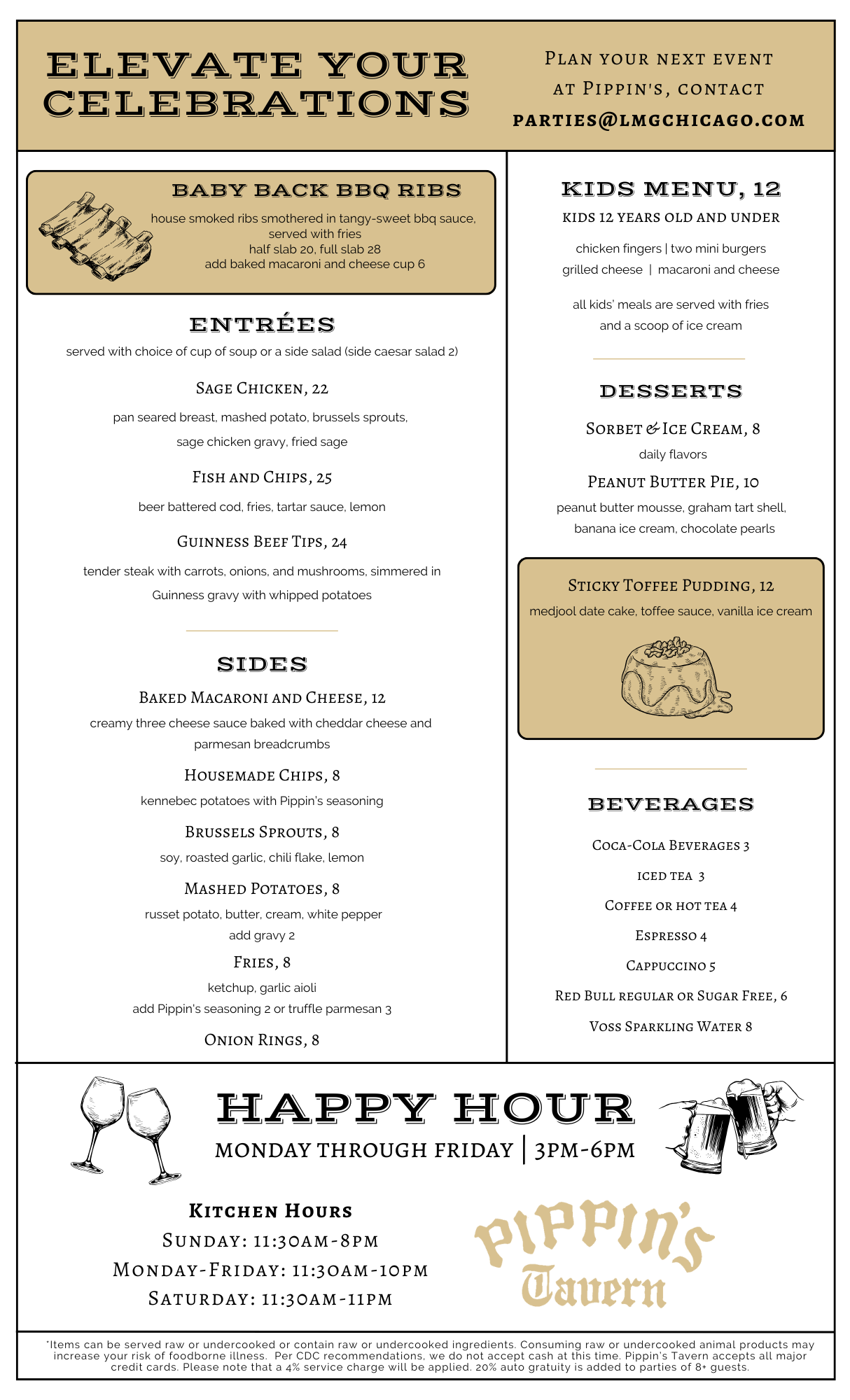 OUR MENU – Pippin's Tavern – Your Chicago Neighborhood Pub