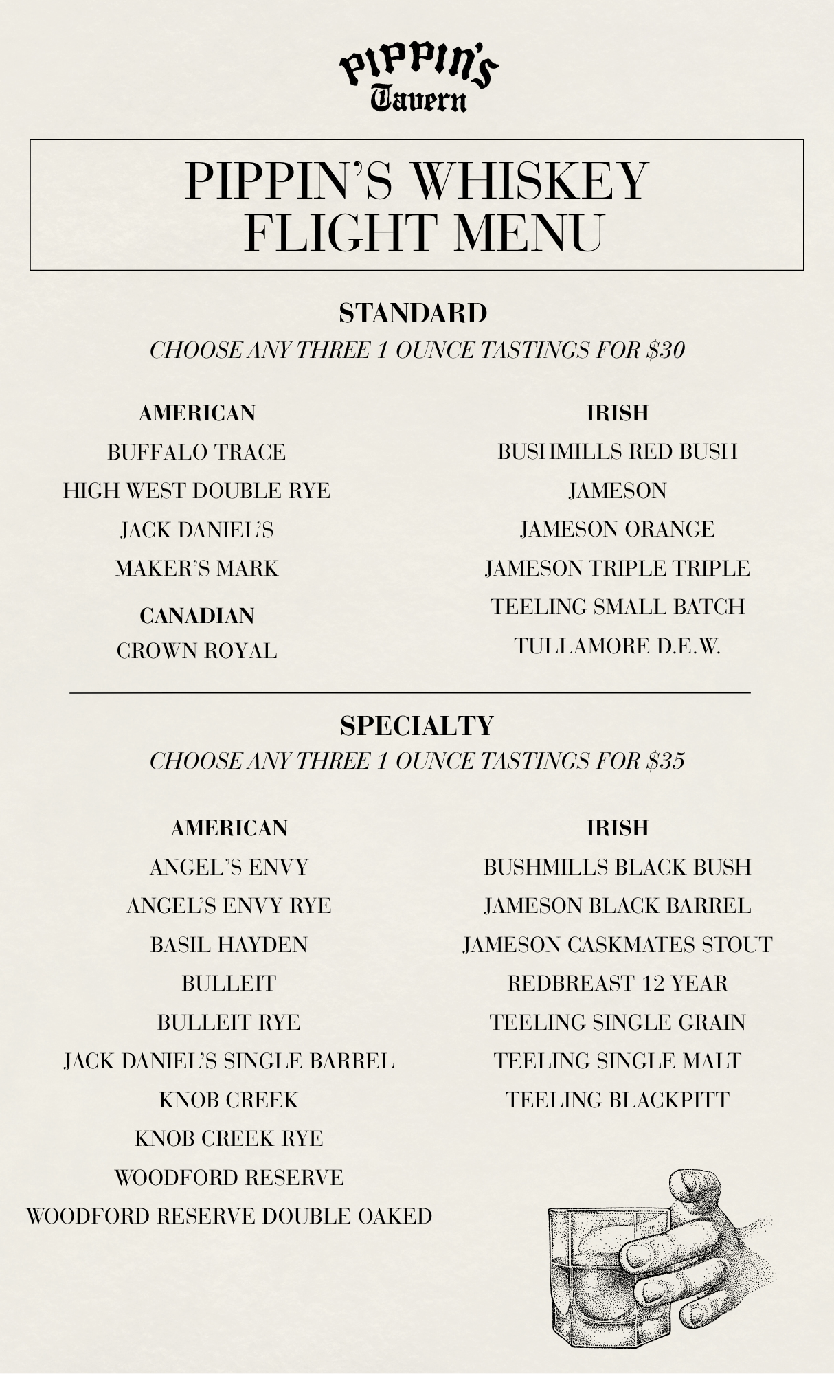 BEER & WHISKEY FLIGHTS – Pippin's Tavern – Your Chicago Neighborhood Pub